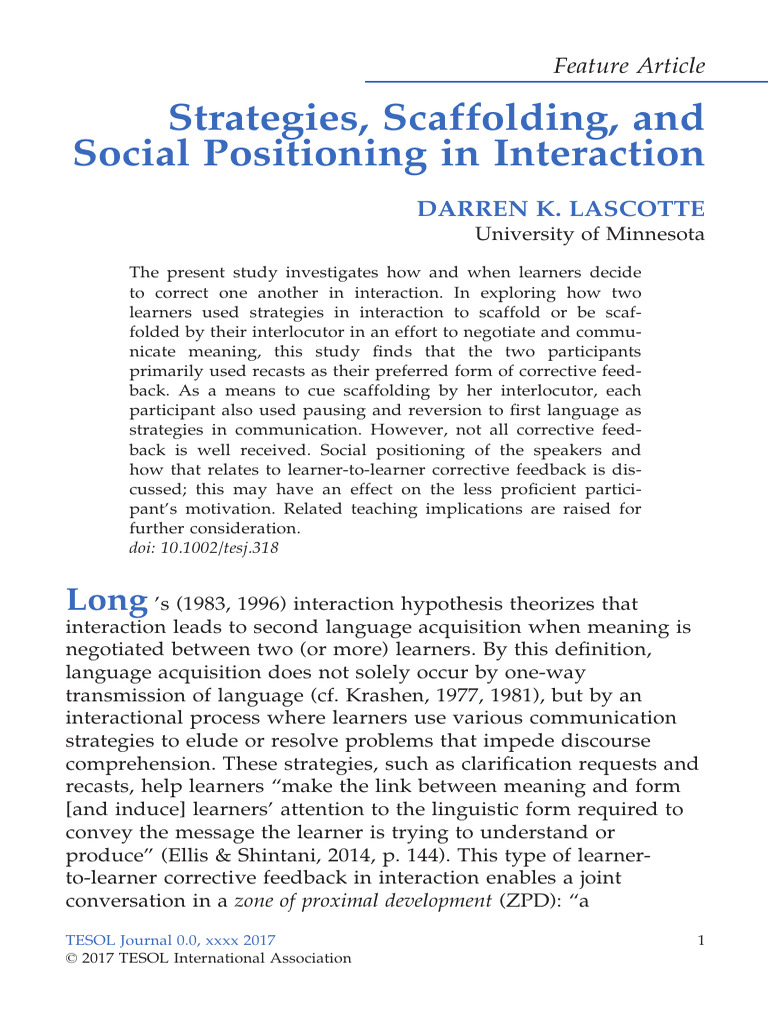 Scaffolding (2) | PDF | Second Language | English As A Second Or ...