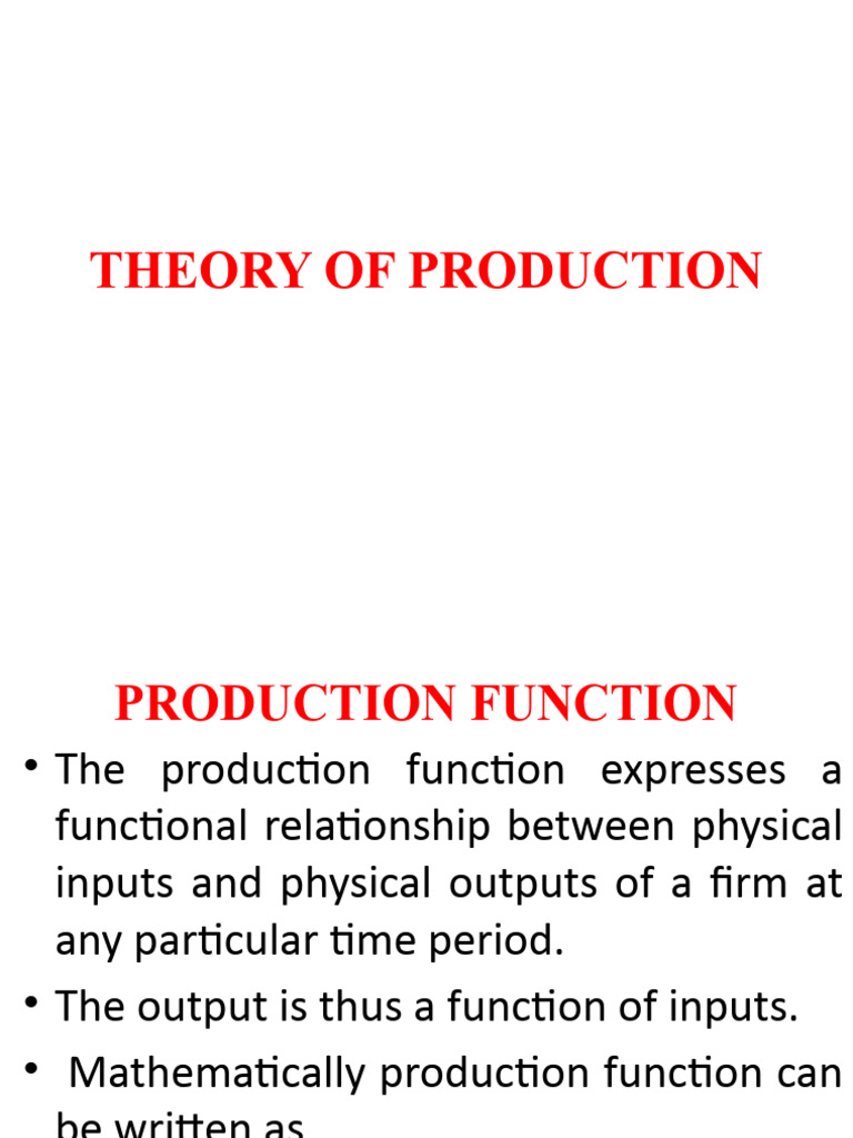 Theory of production | PDF | Production Function | Factors Of Production