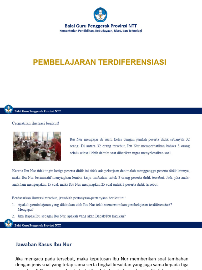 Pembelajaran Terdiferensiasi - IKM BGP NTT | PDF