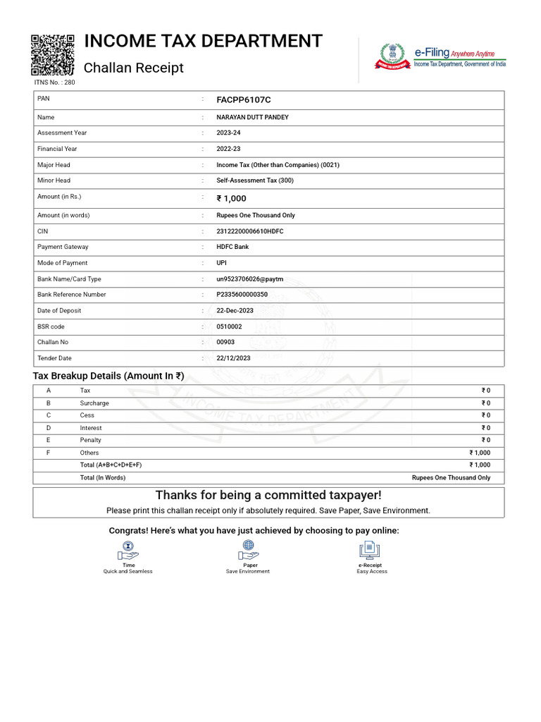 Income Tax Return Itr 22 23 | PDF | Taxes | Payments