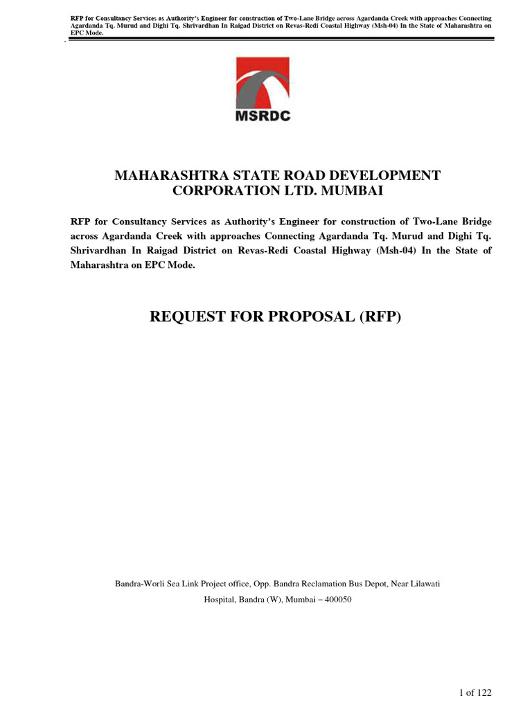 RFP for Agardanda Creek Bridge Consultancy | PDF | Taxes | Joint Venture