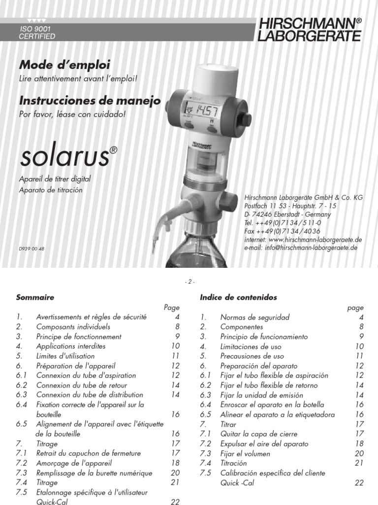 Bureta Digital Hirschmann Laborgerate Solarus | PDF | Piston