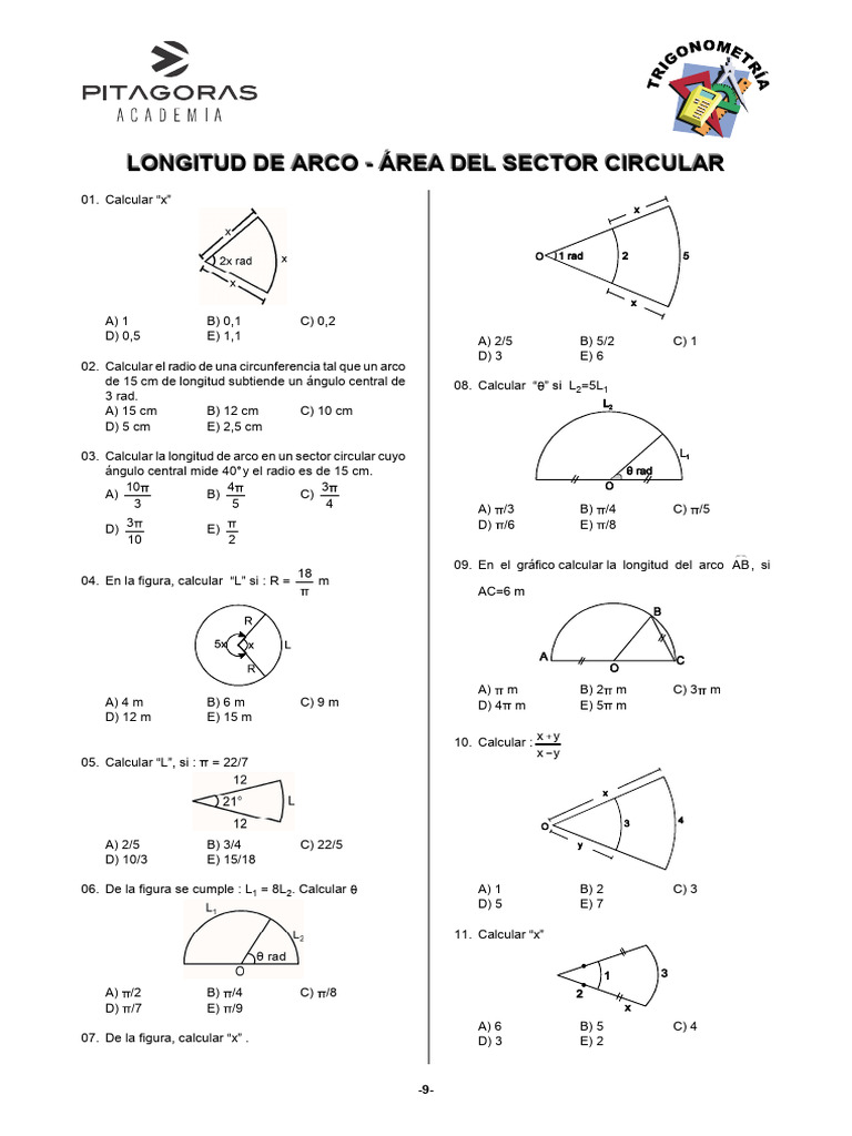 Longitud de Arco - Área Del Sector Circular | PDF | Formas geométricas | Matemáticas