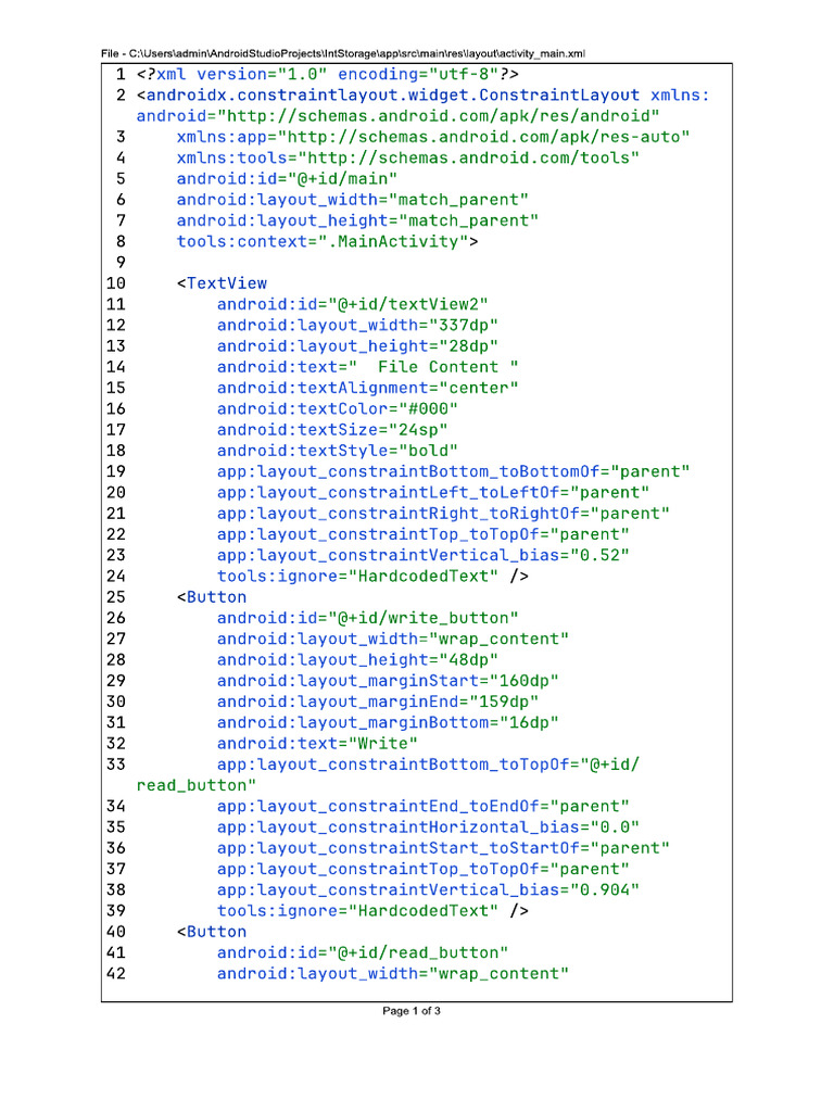Activity Main XML Files | PDF