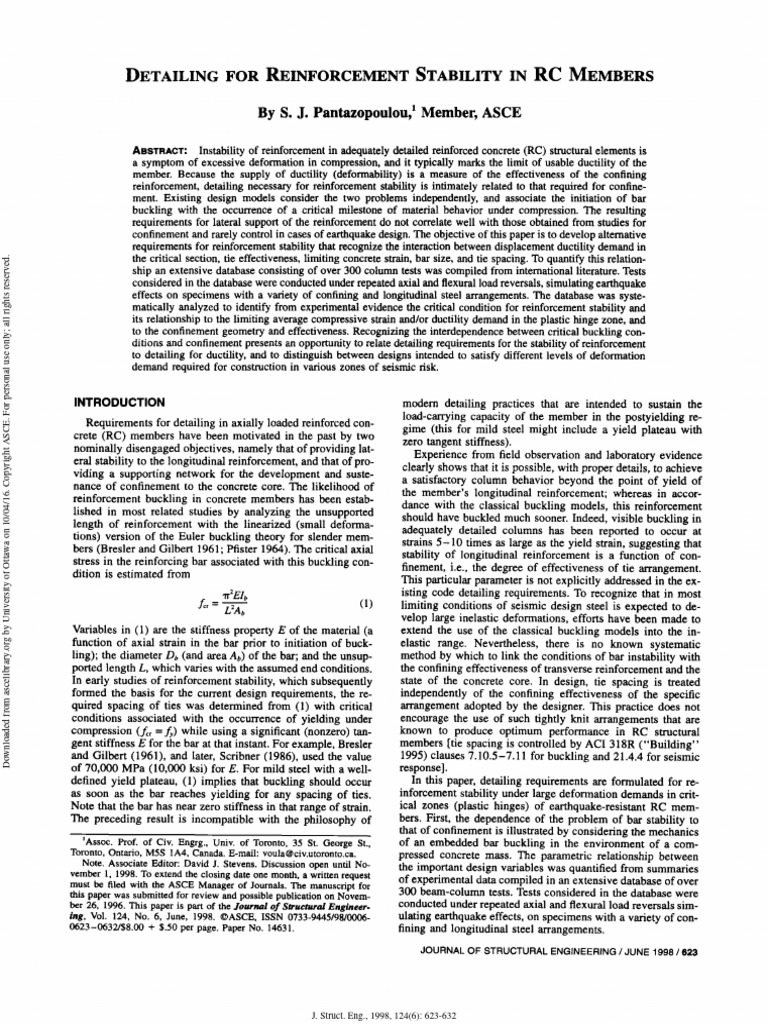 Detailing For Reinforcement Stability in RC Members | PDF | Buckling | Deformation (Engineering)