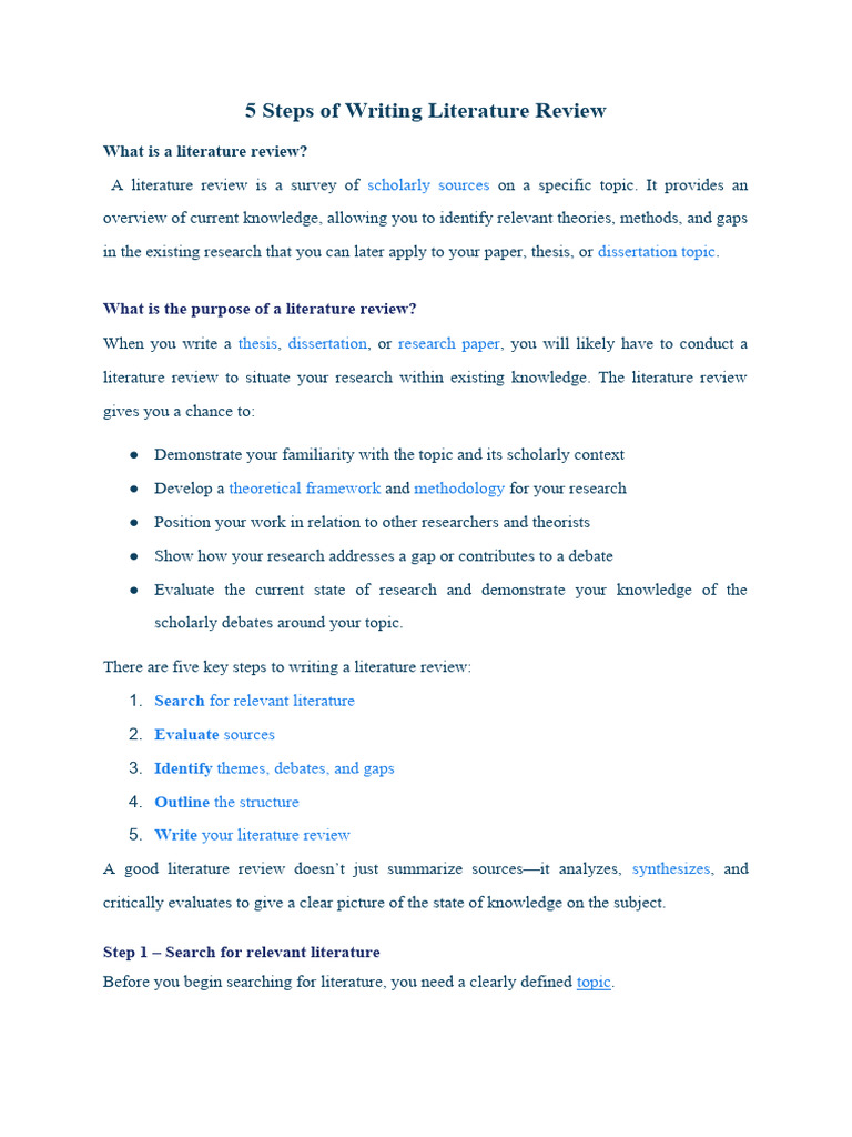 5 steps of lit review | PDF | Literature Review | Methodology