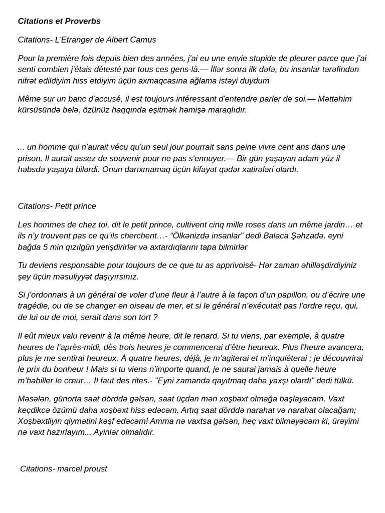 Citations LEtranger de Albert Camus | PDF