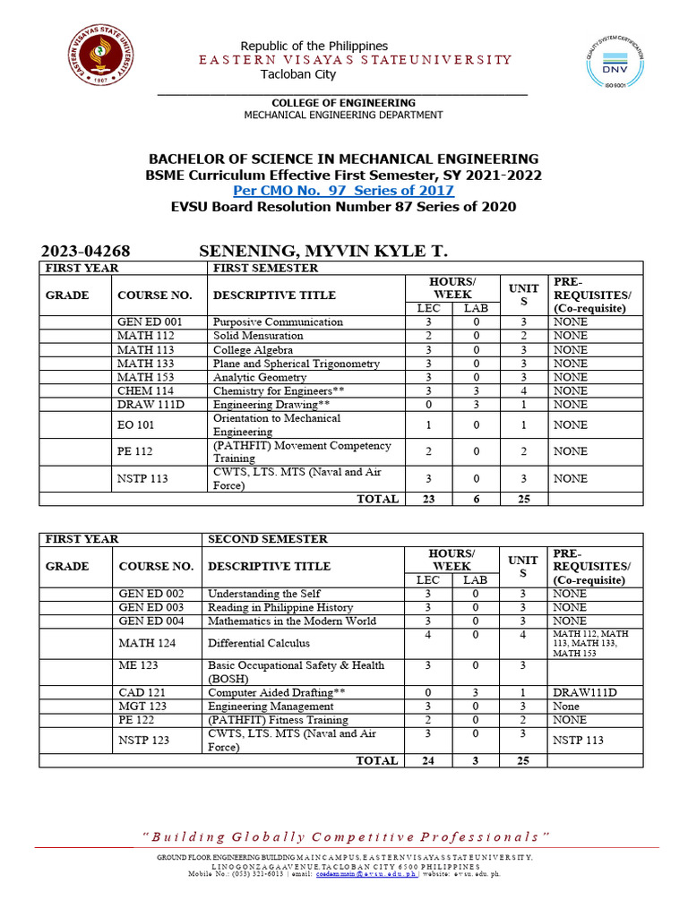 EVSU-BSME-PROGRAM-COPY-TO-PRINT-IN-A41111 | PDF | Mathematics | Engineering