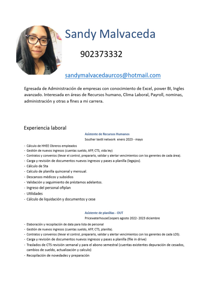 Sandy CV Actualizado | PDF