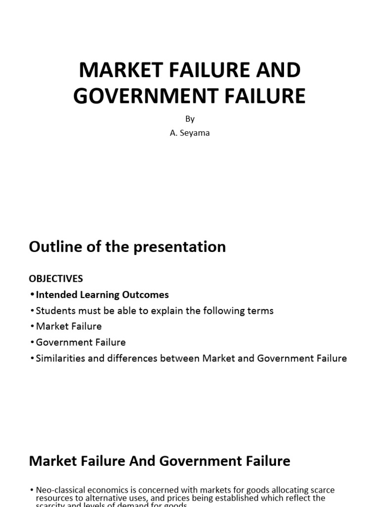 Market Failure and Government Failure | PDF | Externality | Market ...