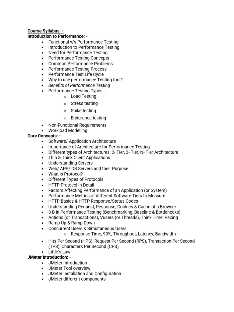 JMeter Syllabus | PDF | Web Server | Internet & Web