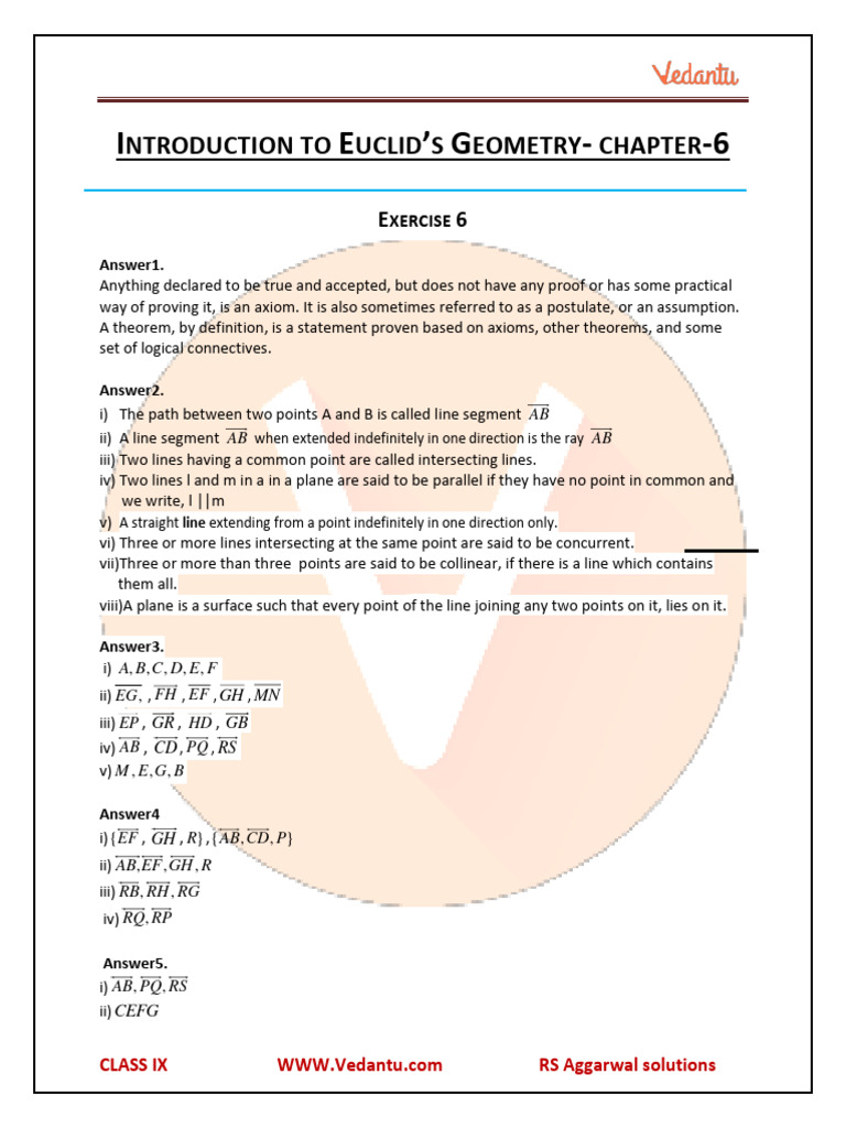 RS Aggarwal Class 9 Solutions Chapter-6 Introduction To Euclid's ...