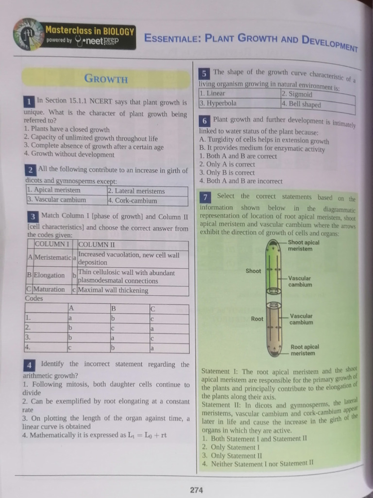 MC Plant Growth and Development | PDF | Plant Hormone | Auxin