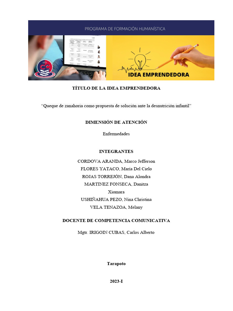 Version Final Idea Emprendora 2023 | PDF | Dieta | Alimentos