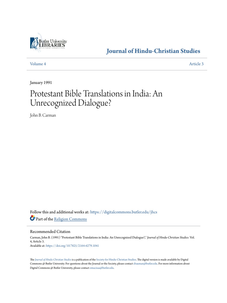 Protestant Bible Translations in India An Unrecognized Dialogue | PDF ...
