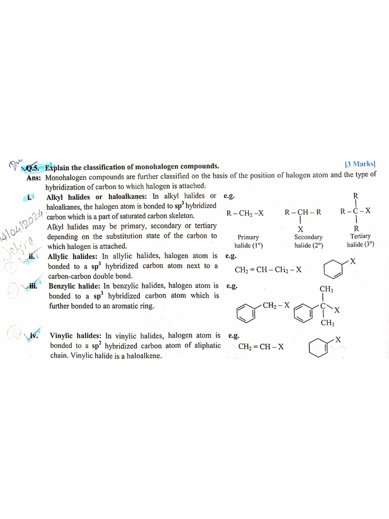 Halogen Derivatives Question Bank | PDF