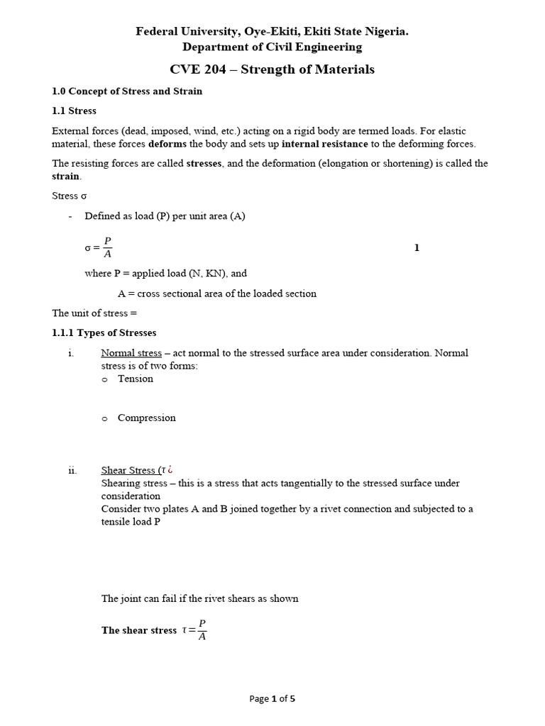 Stress and Strain - Revised | PDF | Deformation (Engineering) | Stress ...