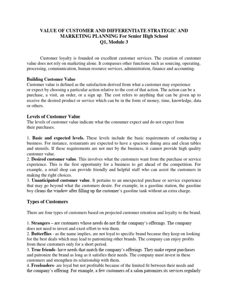 Value of Customers Module 3 | PDF | Customer | Marketing