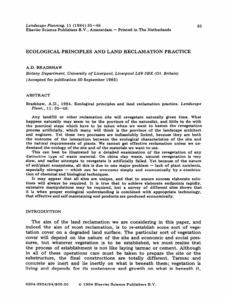 Ecological Principles and Land Reclamati | PDF | Fertilizer | Soil