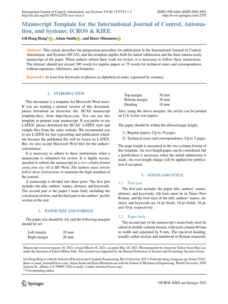 Manuscript Template (June 15, 2022) | PDF | Publishing | Text