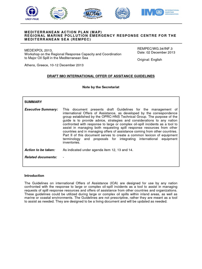 IMO Guidelines for Oil Spill Assistance | PDF | Oil Spill
