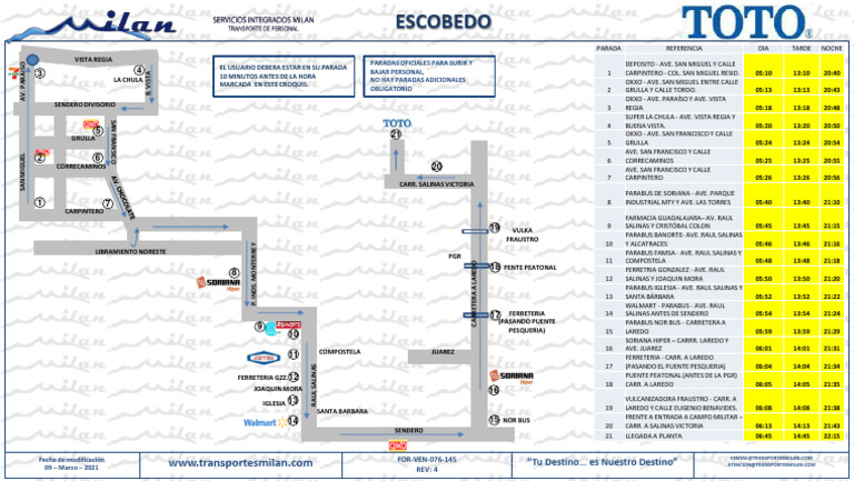 Ruta Toto - Escobedo (2021) | PDF