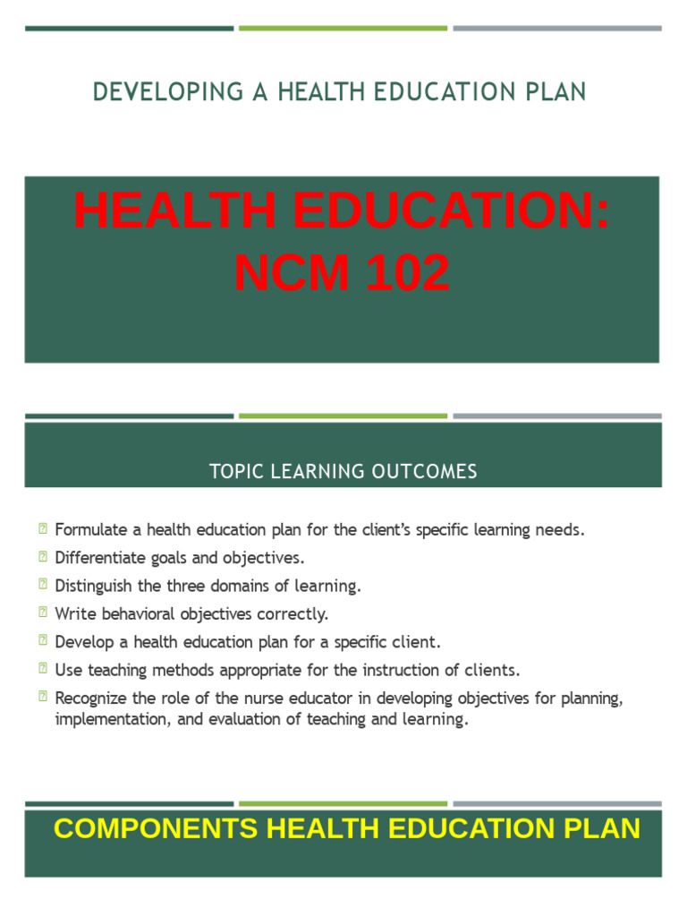 Health Education Plan Exact Reference BEST REF | PDF | Learning | Knowledge