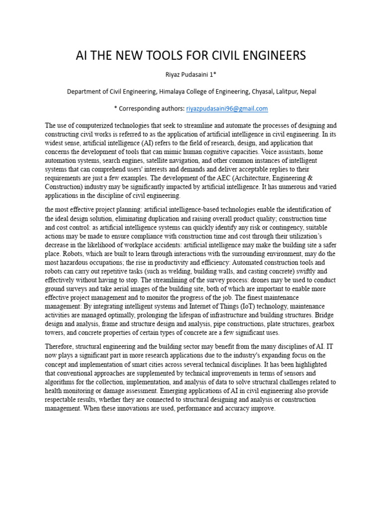 AI Tools Transforming Civil Engineering | PDF | Artificial Intelligence ...