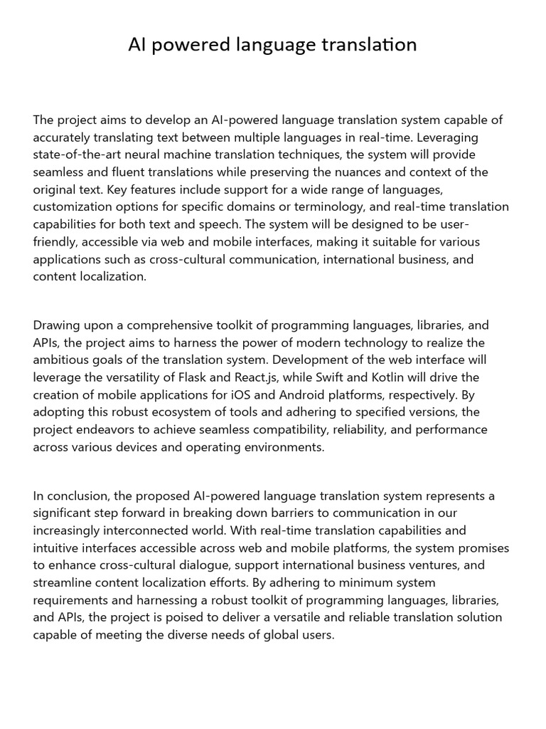AI Powered Language Translation | PDF | Android (Operating System) | World Wide Web