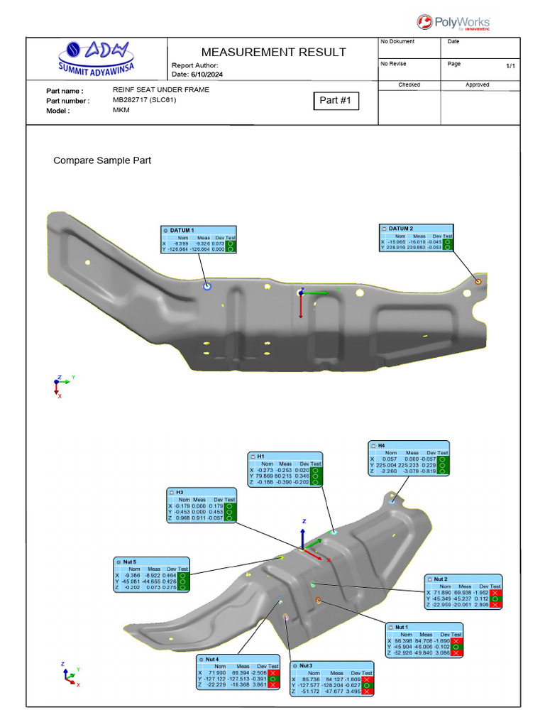 Report REINF SEAT UNDER FRAME - #1 (New Datum) | PDF