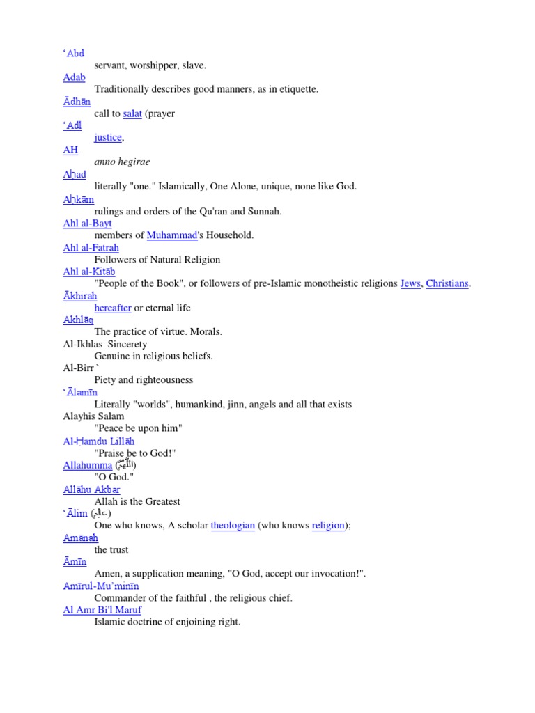 Islamic Terms | PDF | Prophets And Messengers In Islam | Hajj