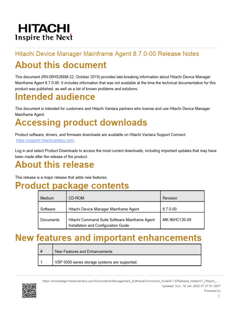 Hitachi Device Manager Mainframe Agent 8.7.0-00 Release Notes | PDF ...