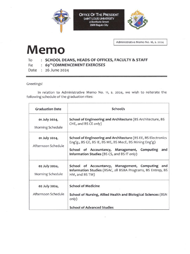 Administrative Memo No. 16 S. 2024 | PDF