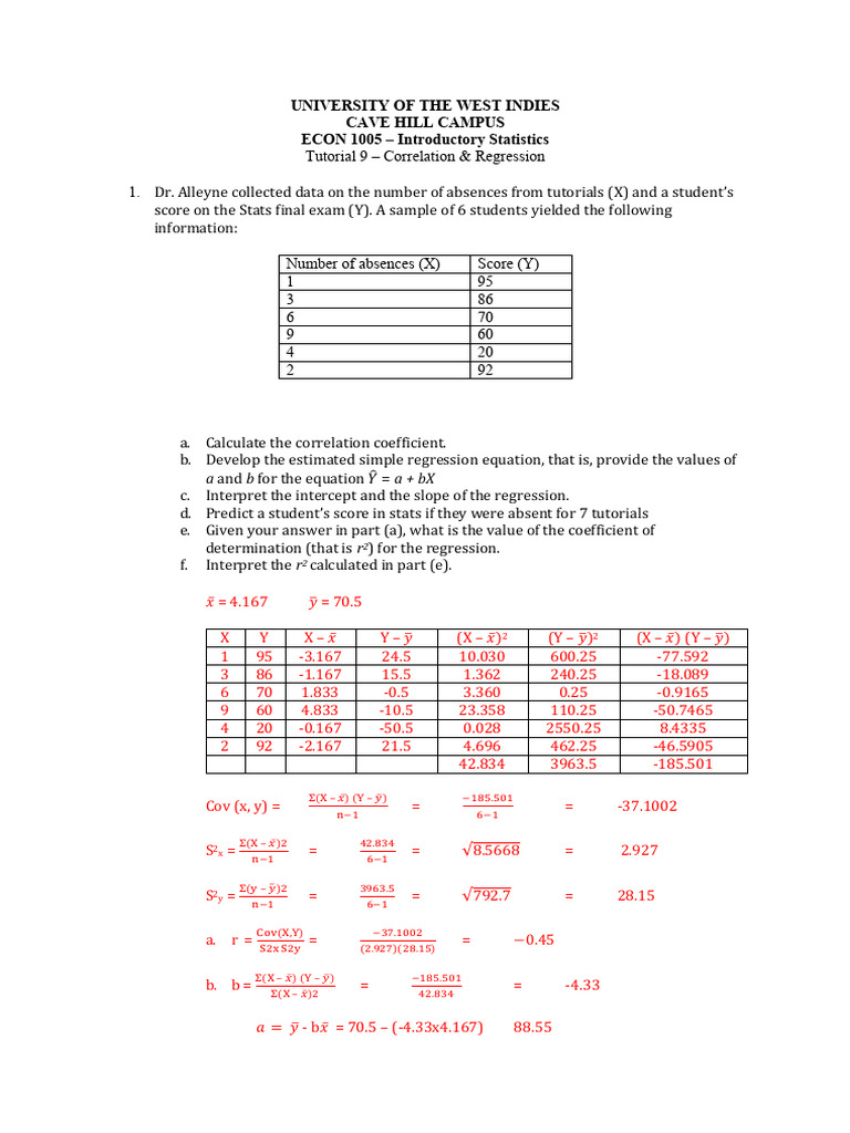 Tutorial 9 Solutions | PDF | Regression Analysis | Statistics