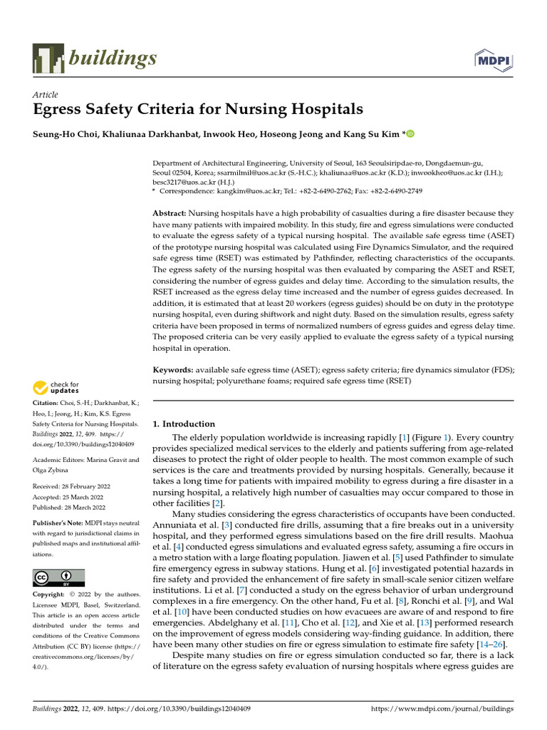 Egress Safety Criteria For Nursing Hospitals | PDF | Combustion | Fires
