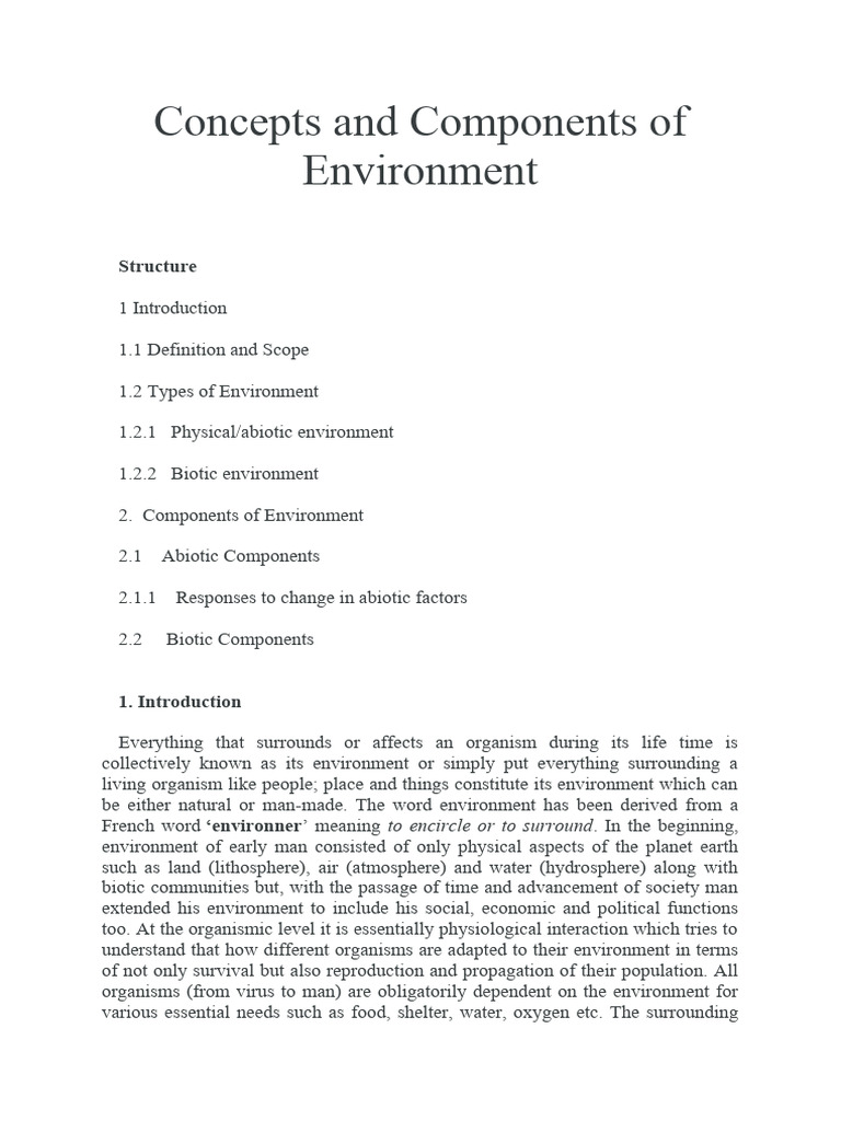 Concepts and Components of Environment | PDF | Natural Environment | Earth