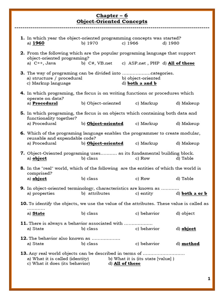12th Computer CH-6 | PDF | Method (Computer Programming) | Inheritance ...