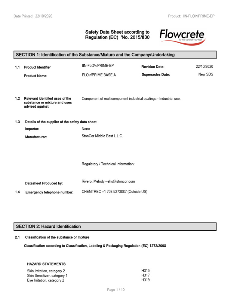 1.flowprime Base A | PDF | Safety | Chemistry