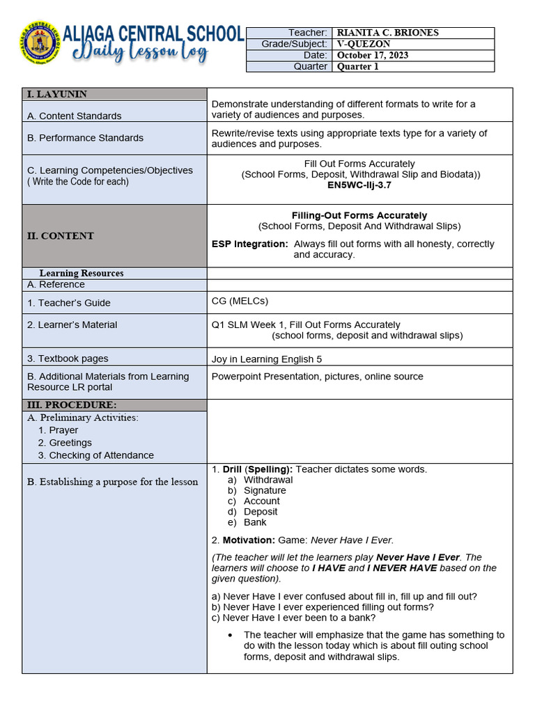 Q1 DLP English | PDF | Learning | Behavior Modification