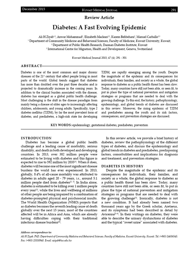 Diabetes: A Fast Evolving Epidemic | PDF | Diabetes | Prediabetes