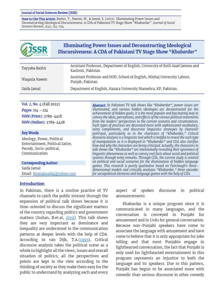 13 Illuminating Power Issues and Deconstructing Tayyaba Bashir | PDF ...