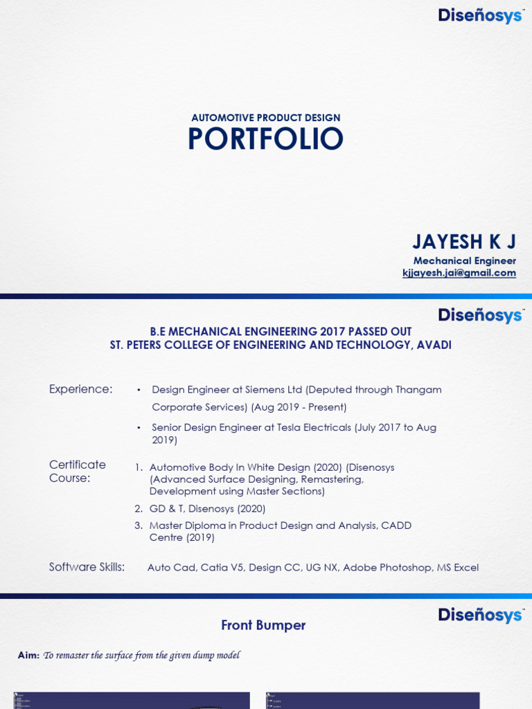 Automotive Design Engineer Portfolio | PDF | Motor Vehicle | Engineering