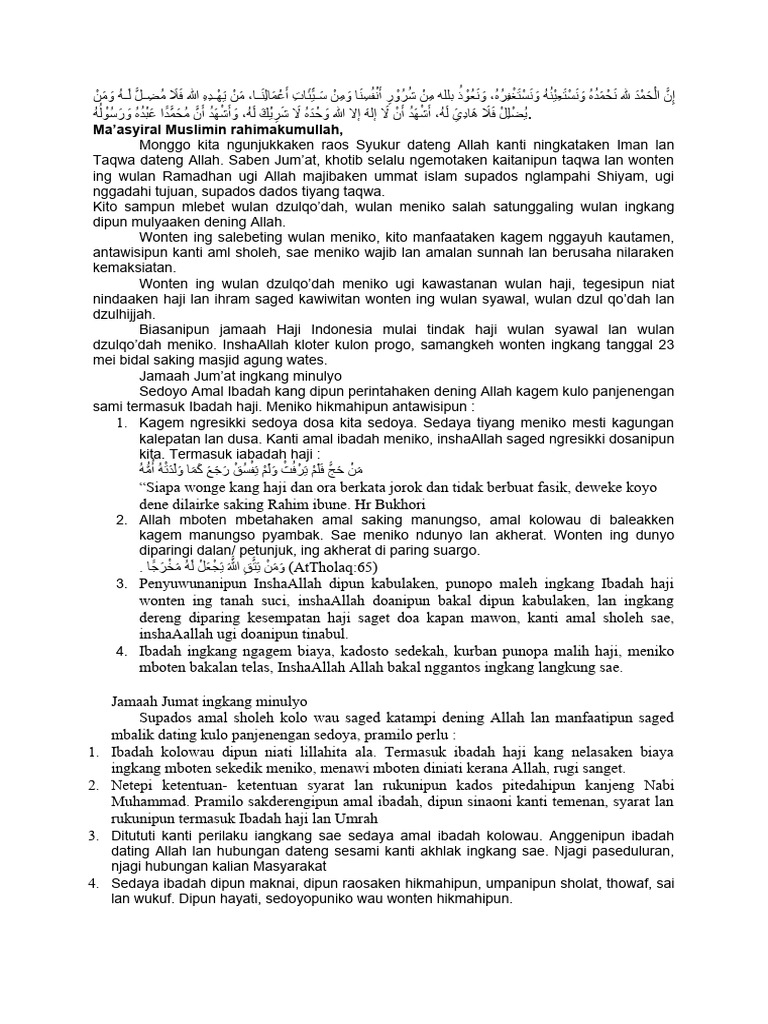 Khutbah Jumat Dzulqo'dah | PDF