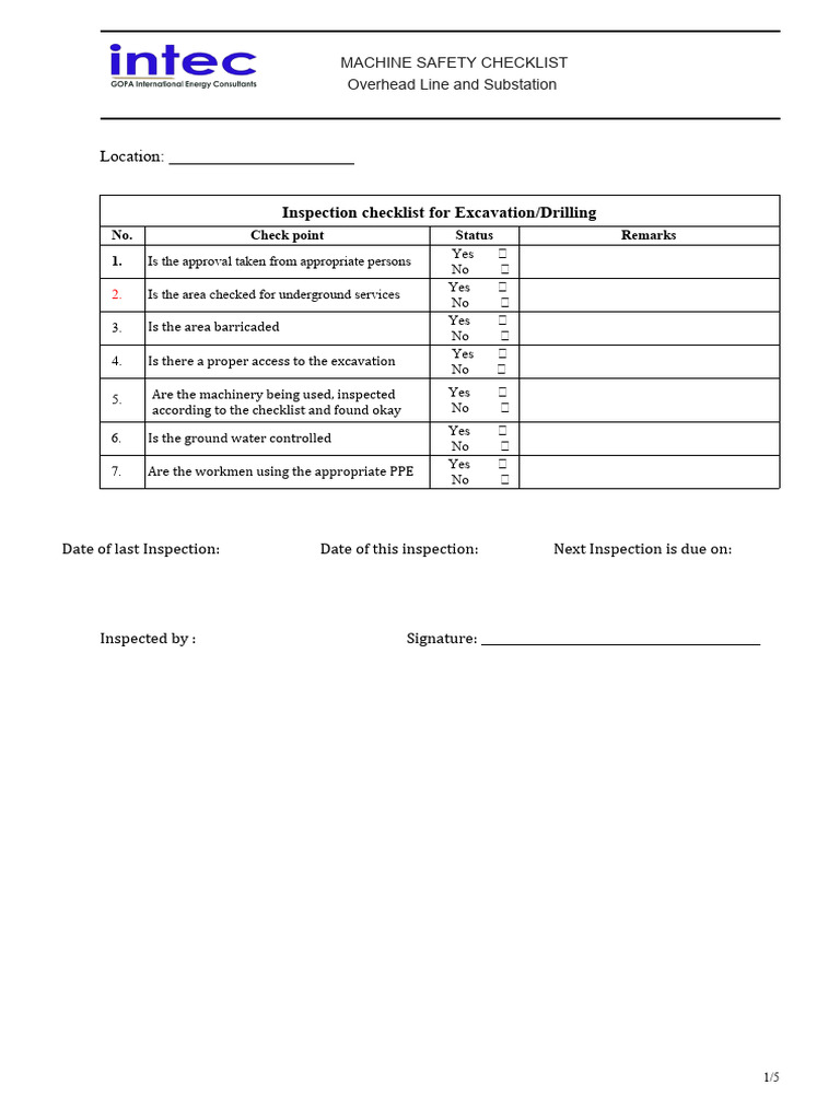 List No.3 - MACHINE SAFETY CHECKLIST - OHL&Substation-Energy Efficiensy ...