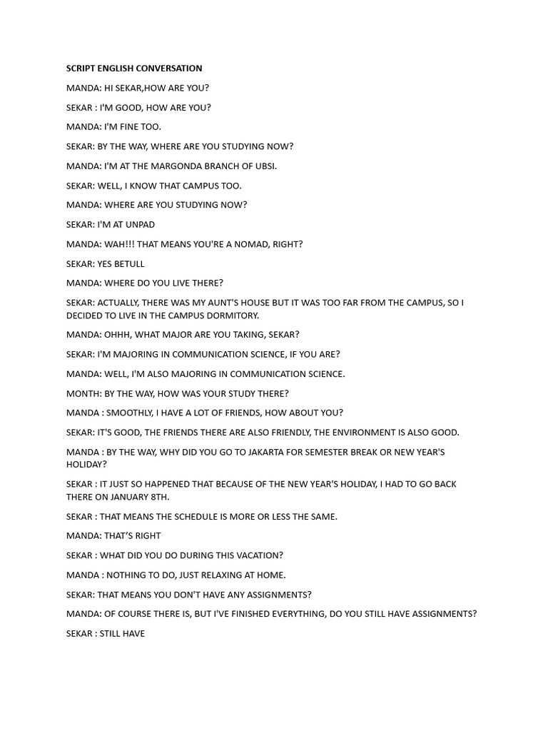 Script English Conversation | PDF
