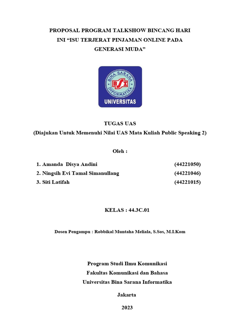 Proposal Talkshow Bincang Ahri Ini Final 1 | PDF