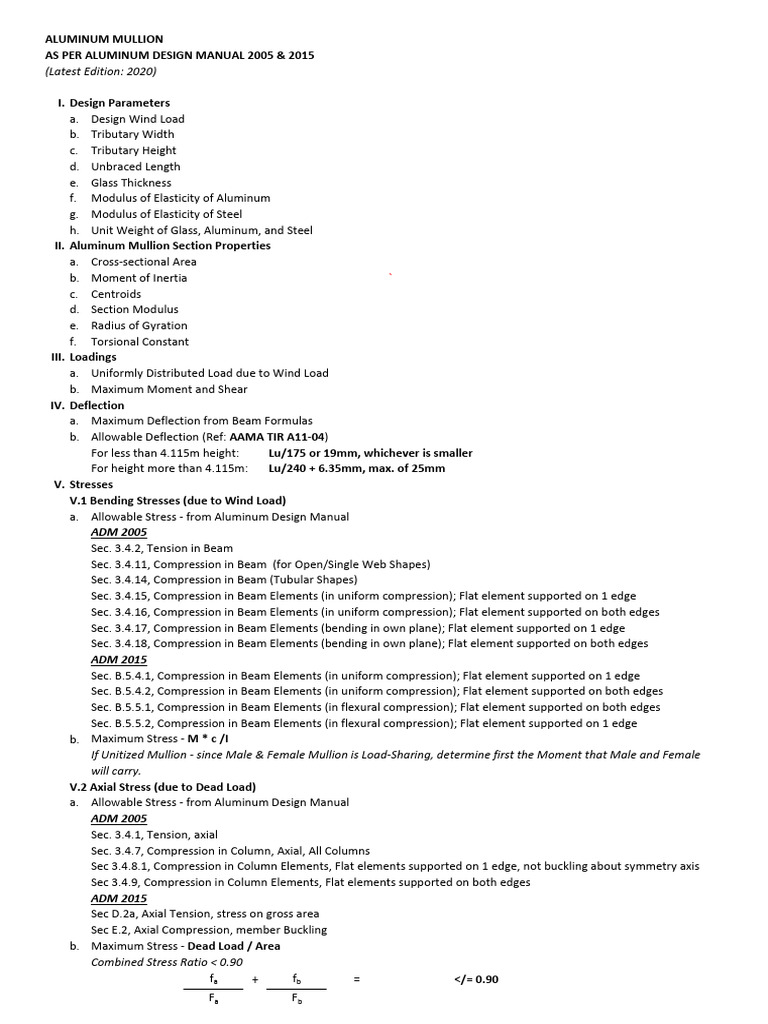 4 Mullion Analysis | PDF | Beam (Structure) | Bending