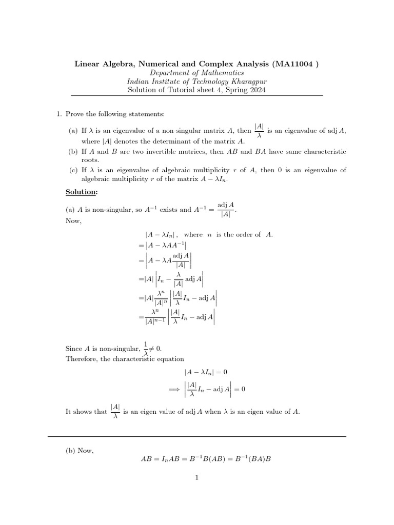Solutions 4 | PDF | Eigenvalues And Eigenvectors | Functional Analysis