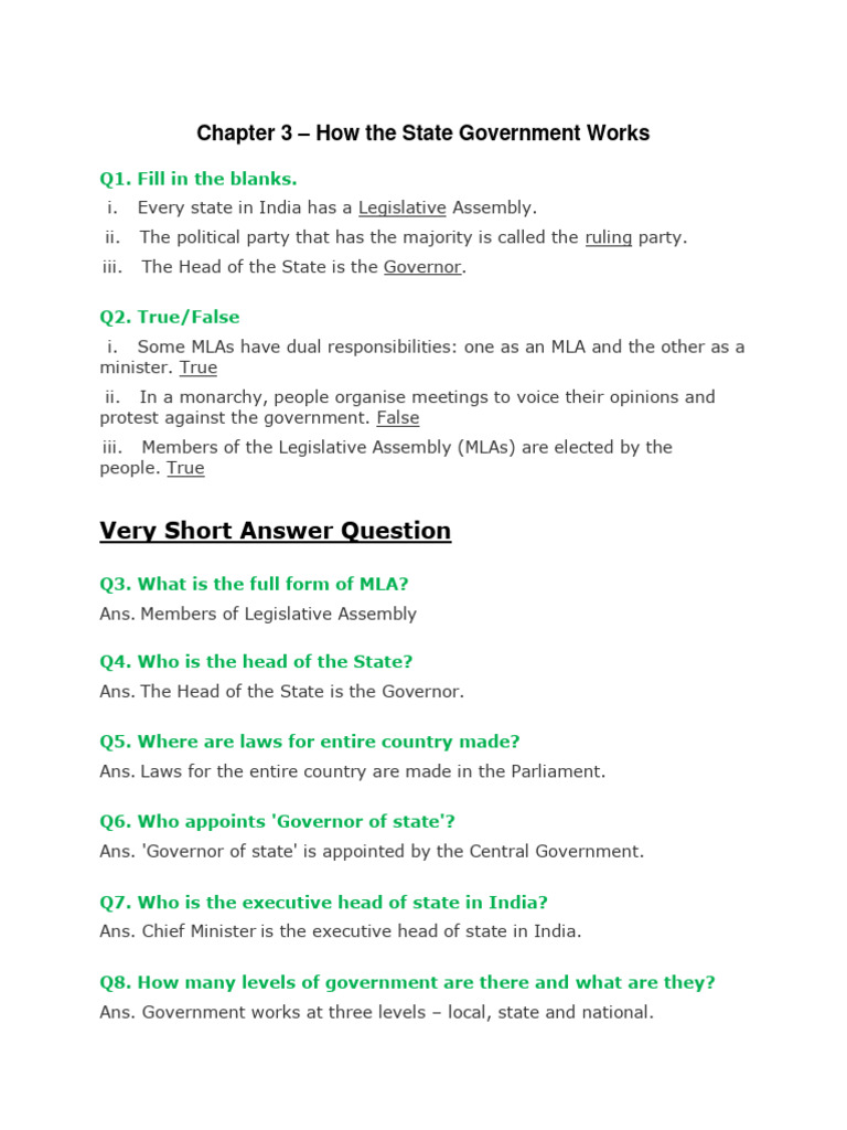 Chapter 3 - How The State Government Works - 0 | PDF | Elections ...
