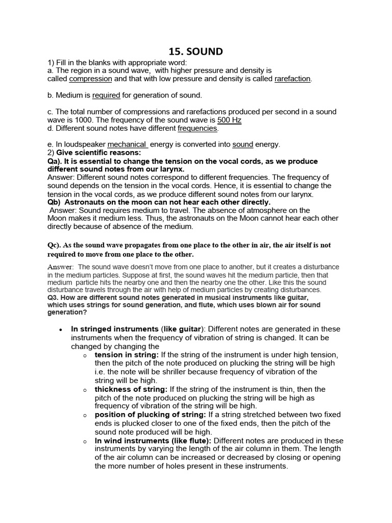 std8 Science ch15 | PDF | String Instruments | Sound